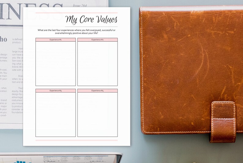 My Core Values Printables | Vision Board Activity | Self Help Journal ...