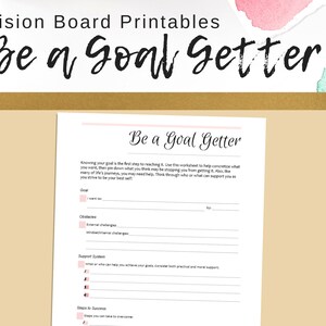 Be a Goal Getter | Vision Board Printable | Goal Setting Printable ...