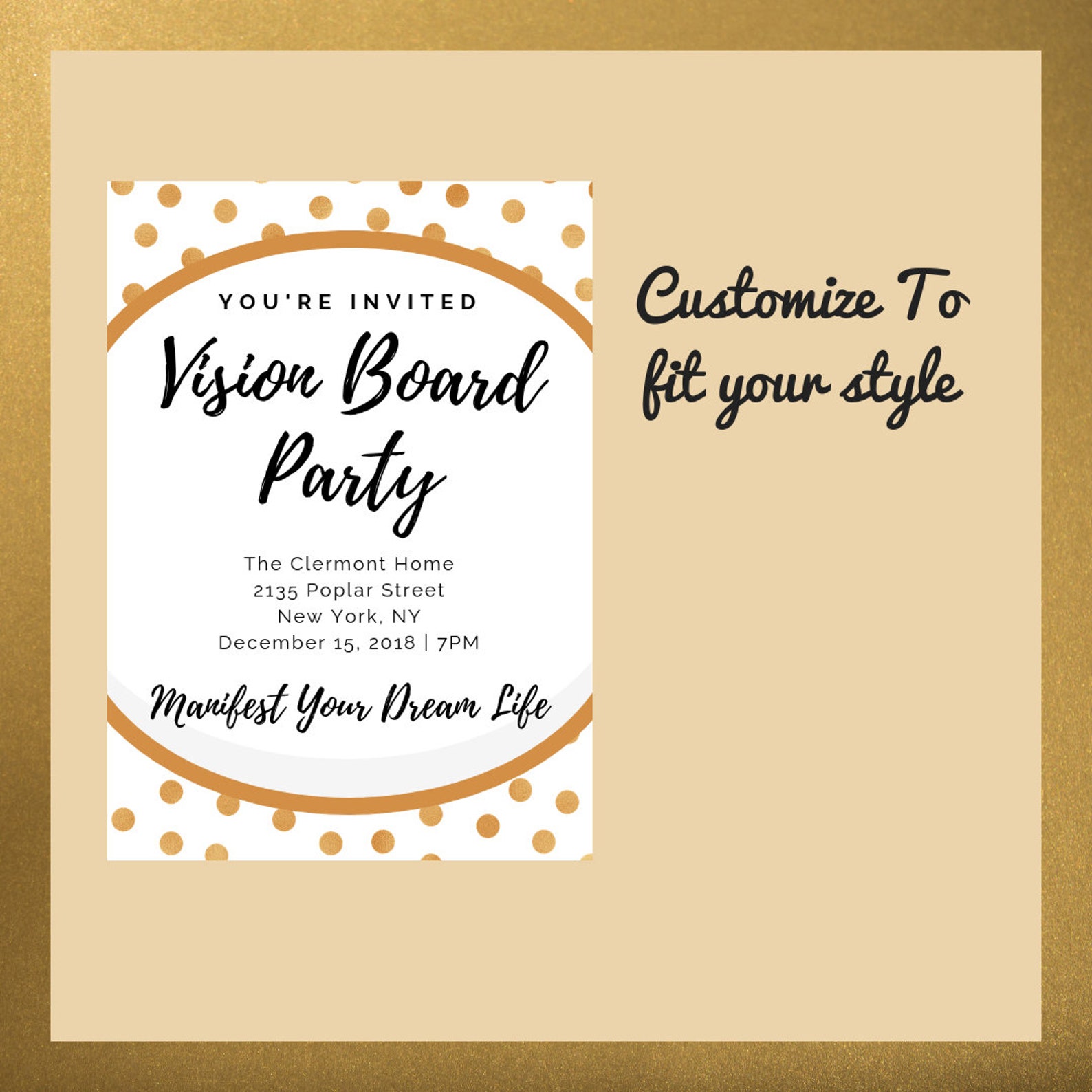 Vision Board Party Invitations | Canva Invitations | Goal Setting Party ...