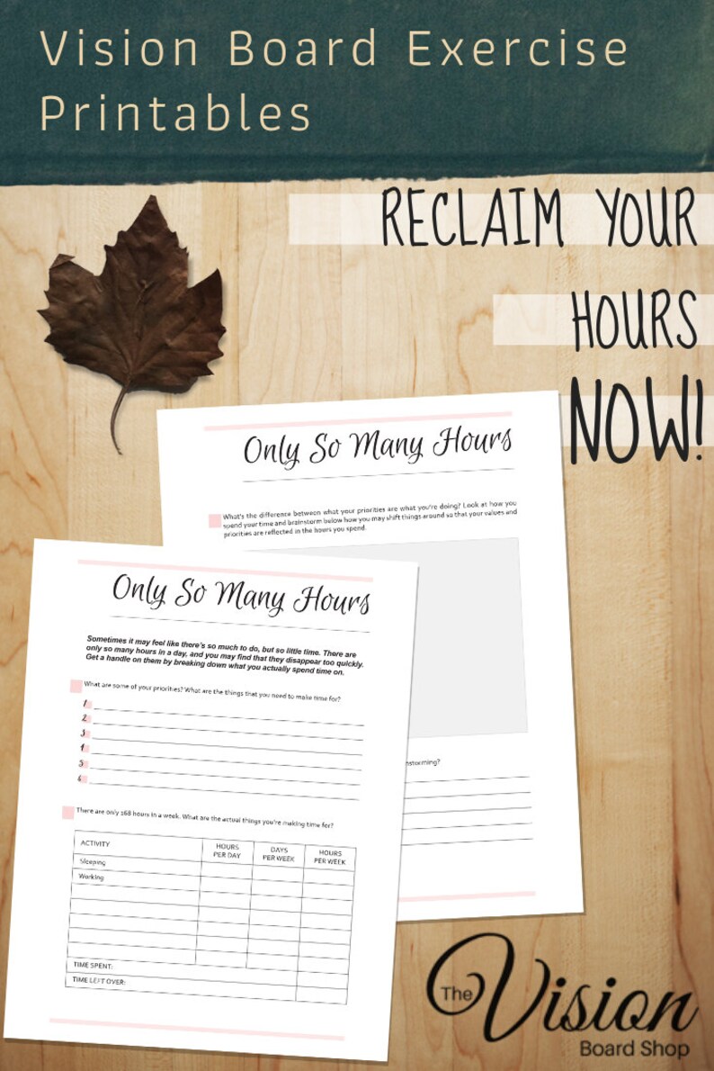 Vision Board Printables Manage Your Hours Vision Board Exercise Goal ...