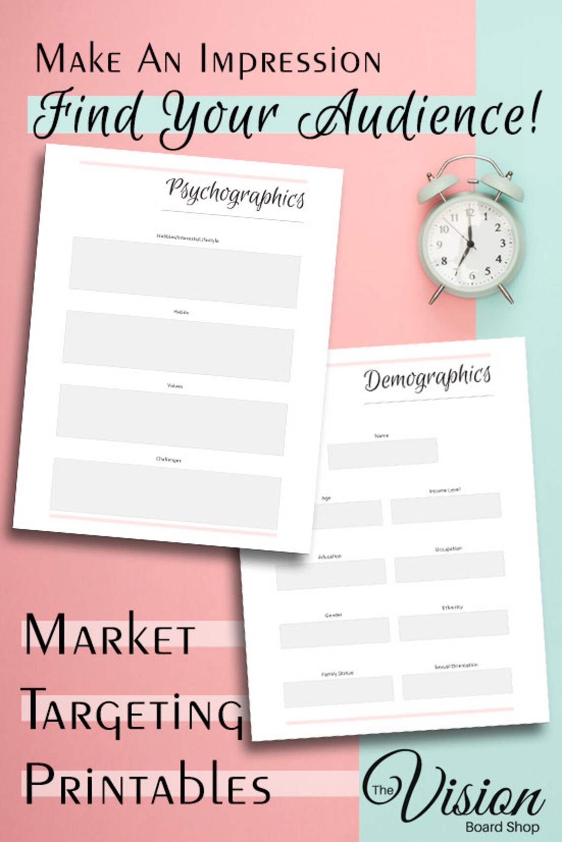 Marketing Printables | Target Audience Printables | Vision Board ...