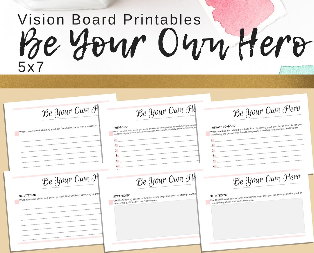 Vision Board Printables | Be Your Hero | Vision Board Exercise | Goal ...