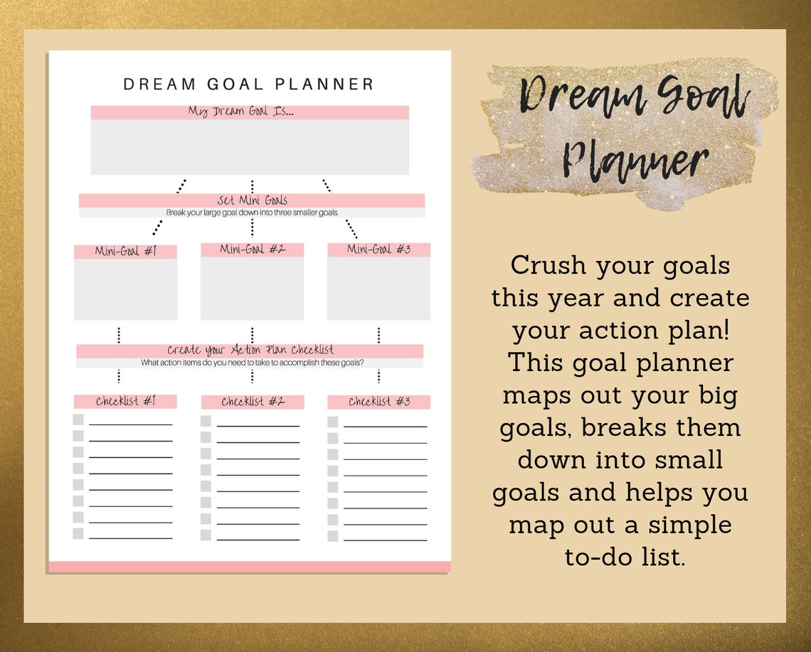 Dream Goal Planner Printable | Goal Setting Printable PDF | Goals ...