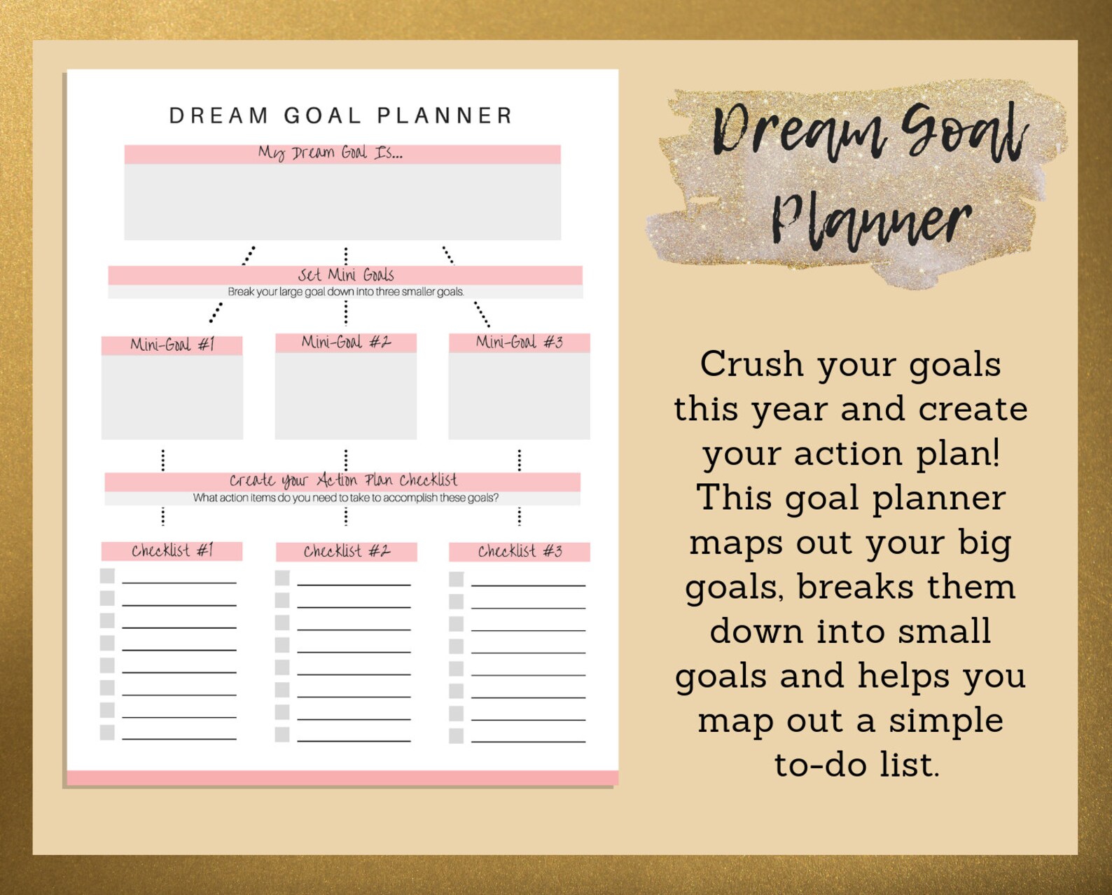 Dream Goal Planner Printable | Goal Setting Printable PDF | Goals ...
