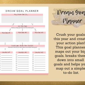 Dream Goal Planner Printable | Goal Setting Printable PDF | Goals ...