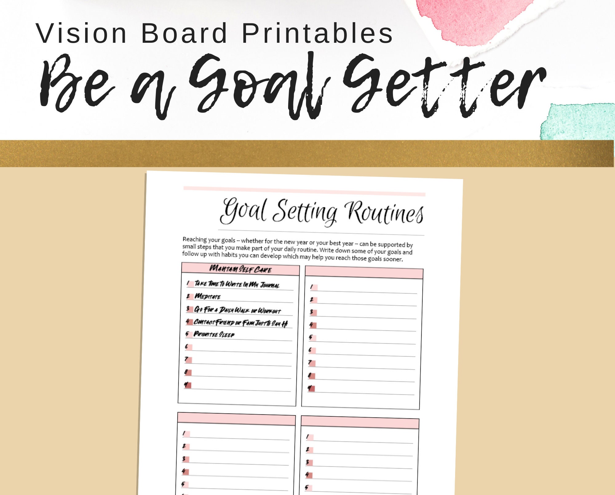 Goal Set Routines | Vision Board Printable | Goal Setting Printable ...