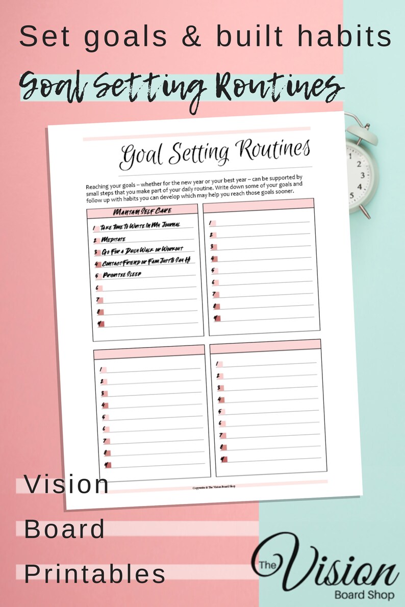 Goal Set Routines | Vision Board Printable | Goal Setting Printable ...