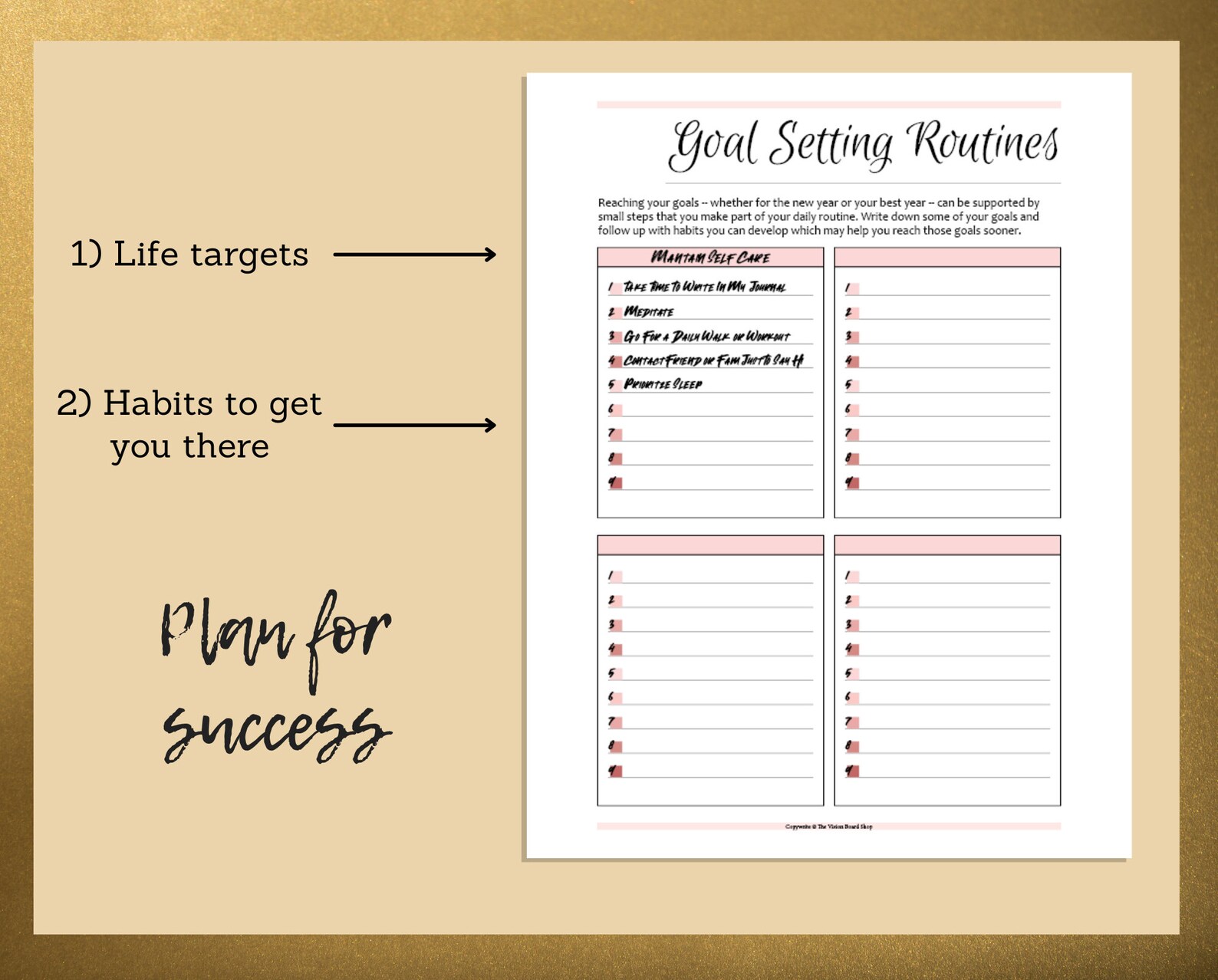 Goal Set Routines | Vision Board Printable | Goal Setting Printable ...