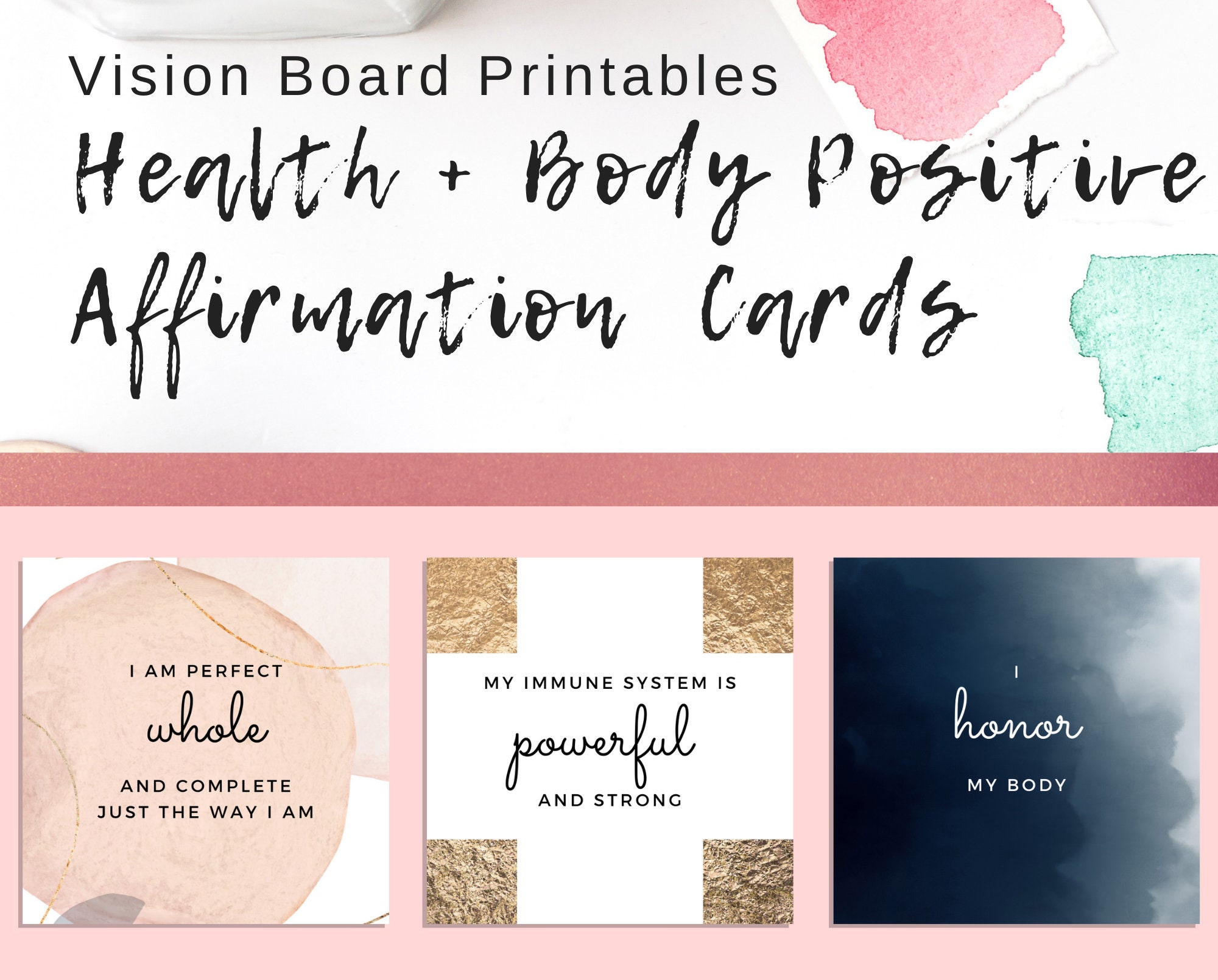 Vision Board Health Affirmation Cards | Goal Cards | Vision Board ...