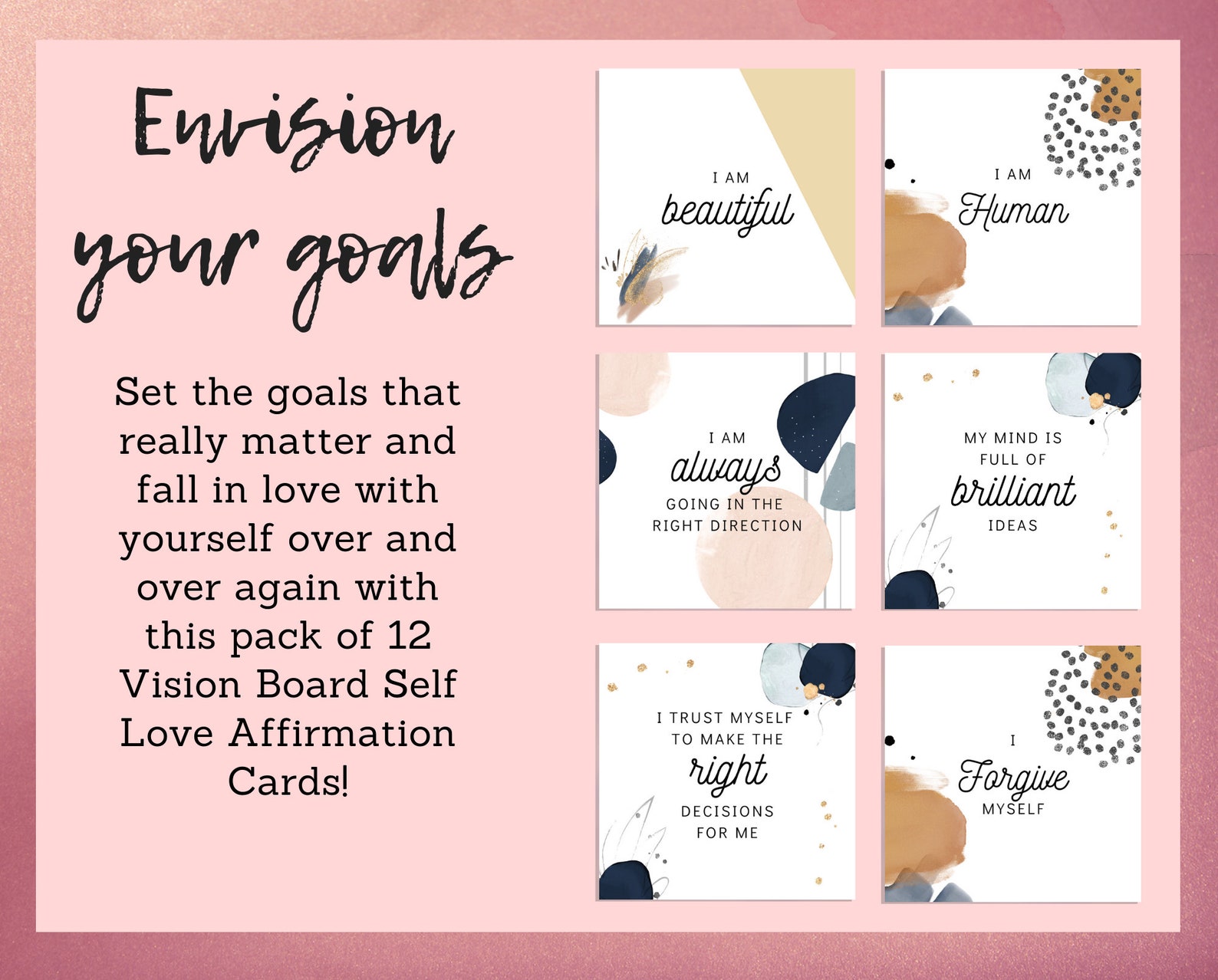 Vision Board Self Love Affirmation Cards | Goal Cards | Vision Board ...