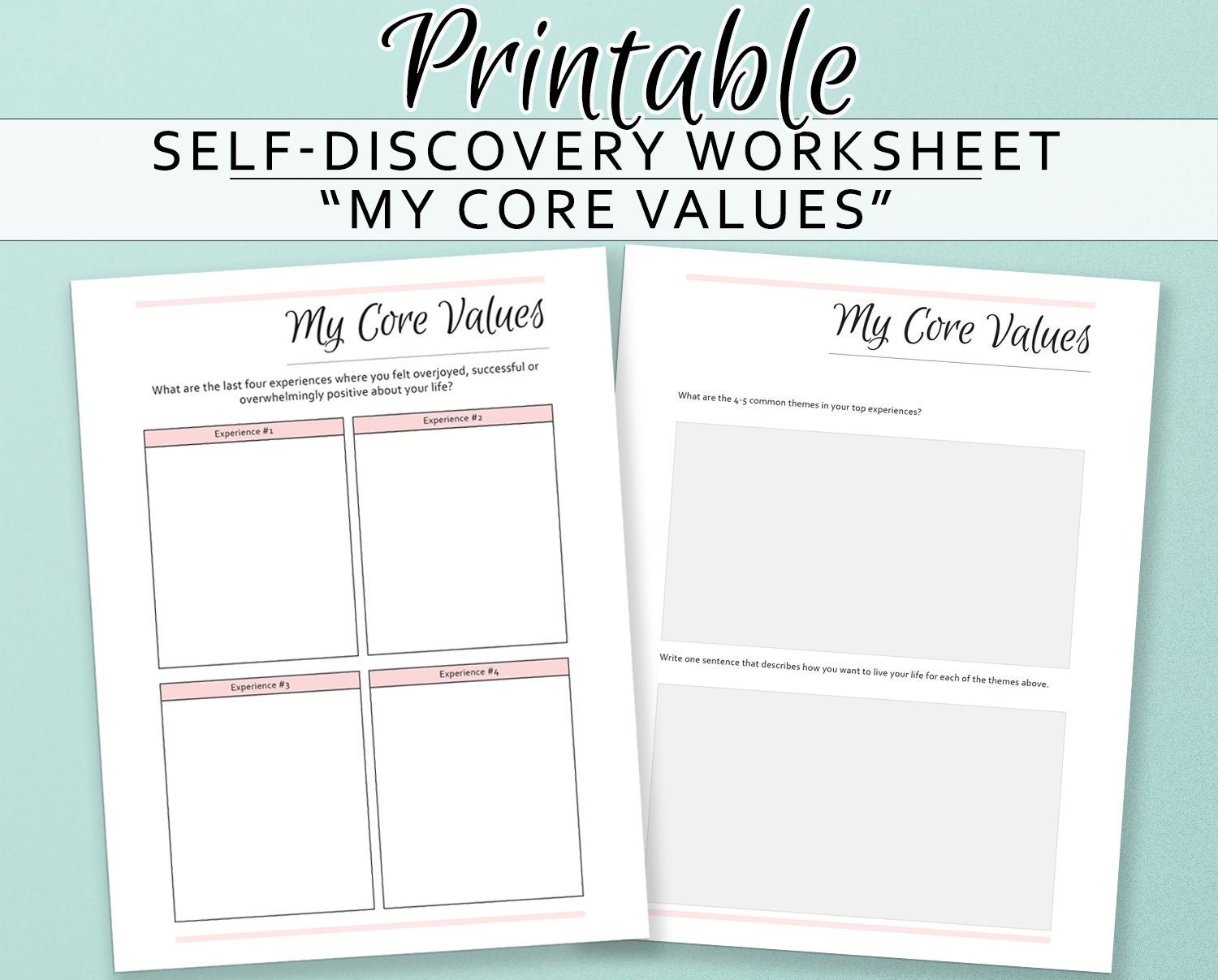 My Core Values Printables Vision Board Activity Self Help | Etsy
