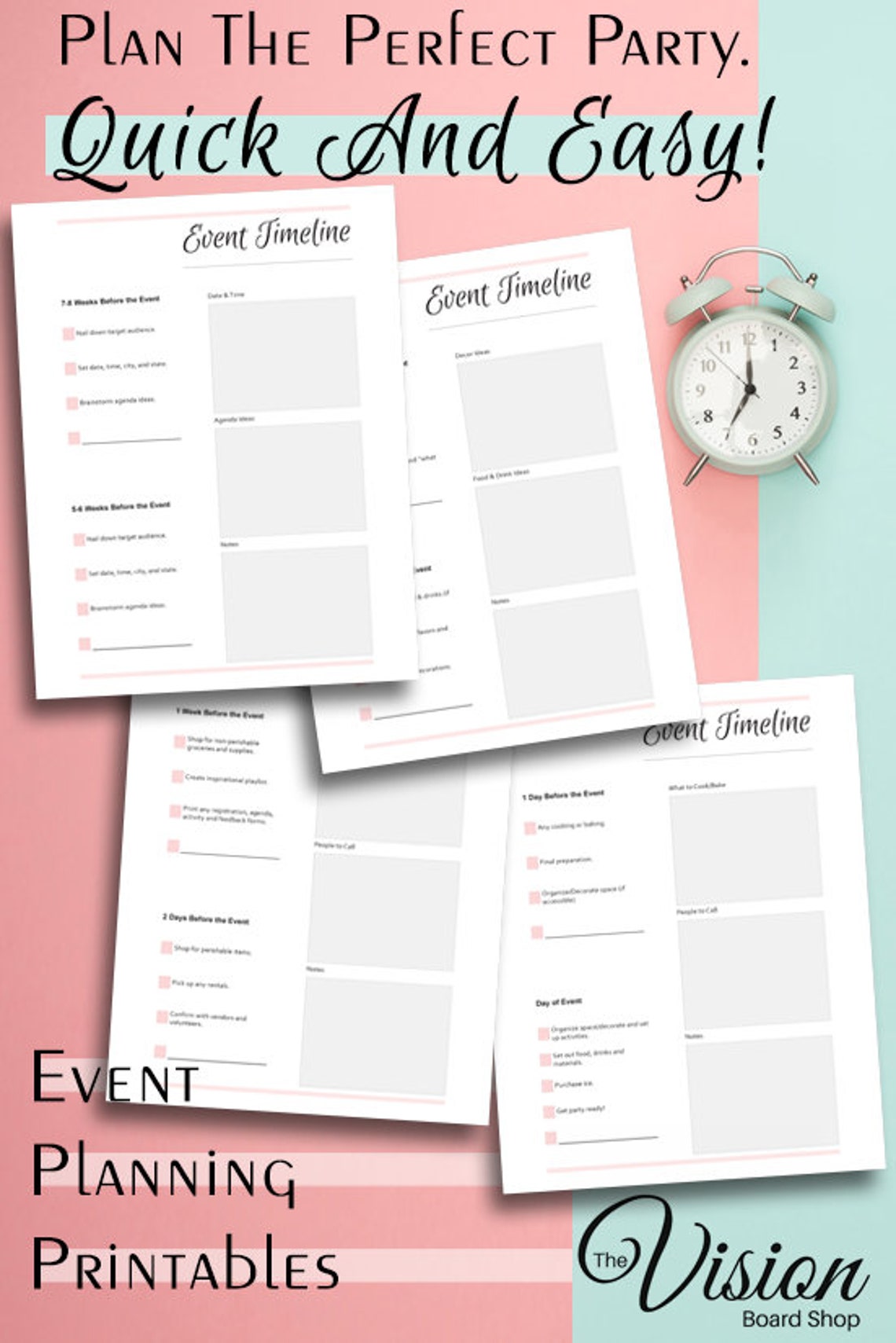 Event Timeline Printables | Vision Board Activity | Self Help Journal ...