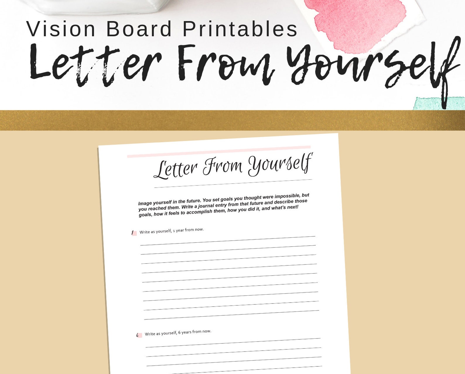 Vision Board Printable | Letter From Yourself | Goal Setting | Vision ...