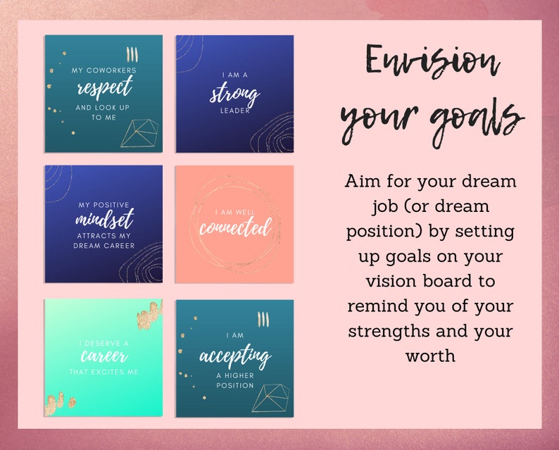 Vision Board Career Affirmation Cards | Goal Cards | Vision Board ...