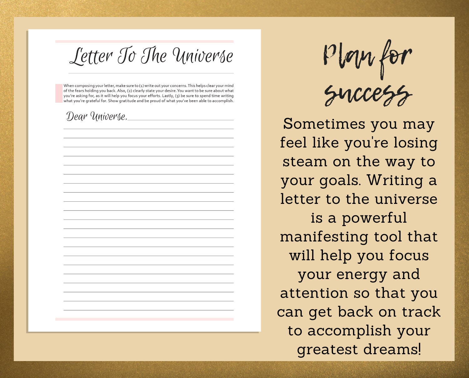 Letter to the Universe Printable | Law of Attraction | Goal Setting ...