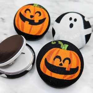 Spooky Halloween Fabric Covered Button Clip Magnet Set - Etsy