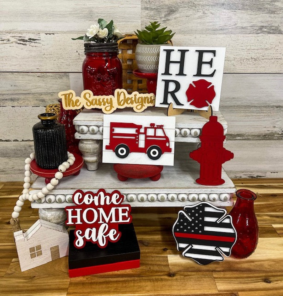 Firefighters Tier Tray Mini Signs - Firefighter Decor - Hero - Home ...