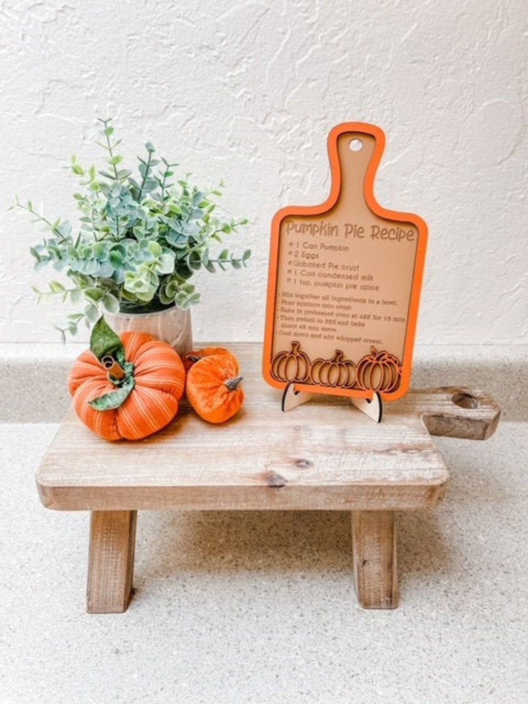 Pumpkin Pie Recipe Sign - Fall Decor - Home/seasonal Decor, Kitchen ...