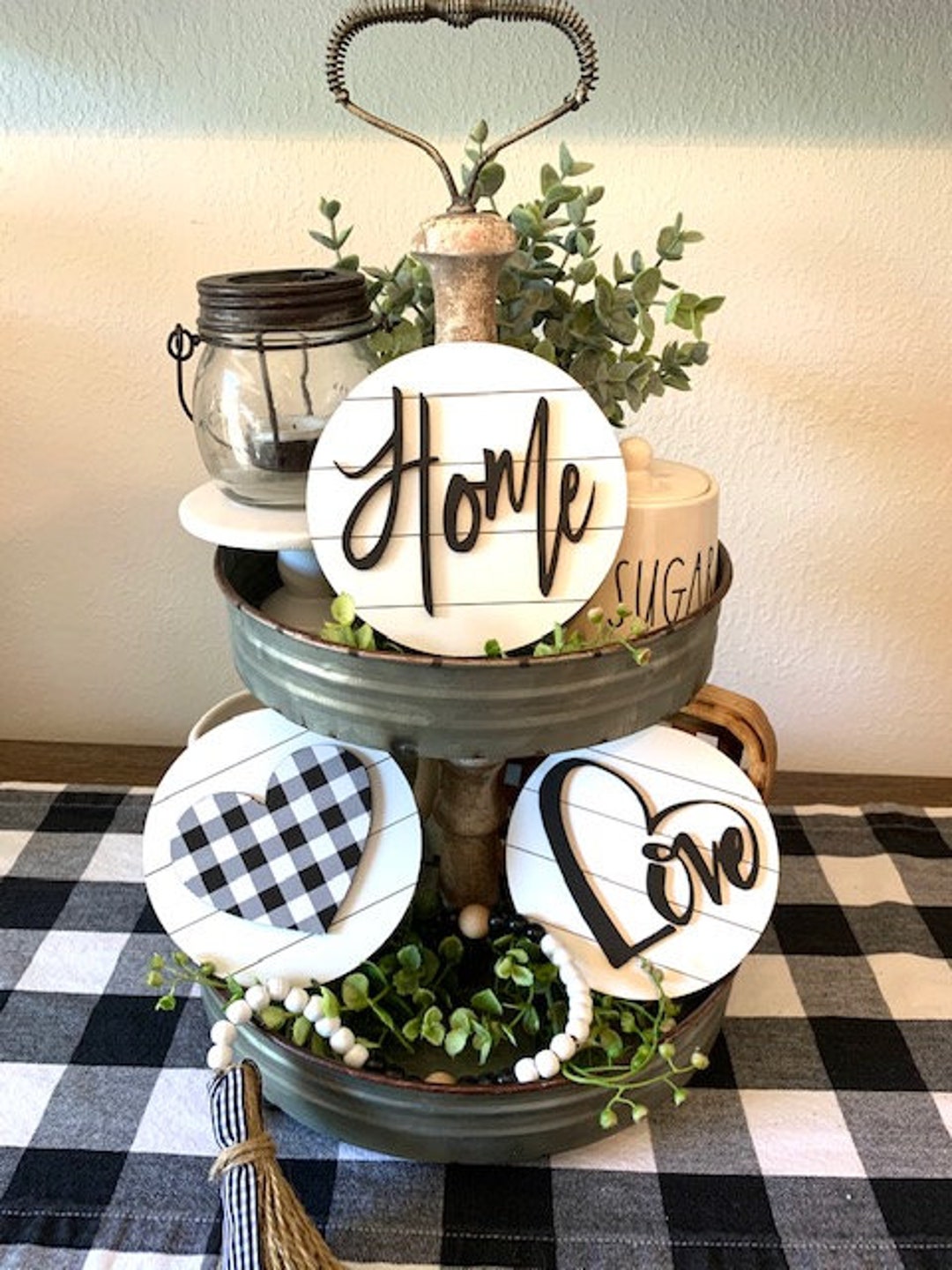 Home Plaid Mini Signs - Home - Love - Buffalo Plaid Heart - Home Decor ...