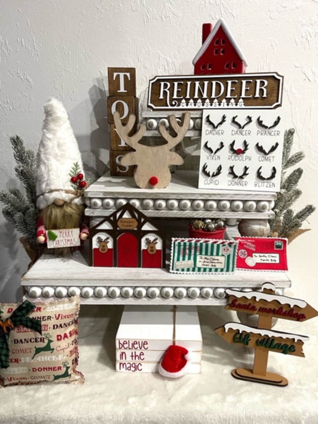 Reindeer Stables Mini Signs- Christmas Decor - Reindeer Antlers - Santa ...