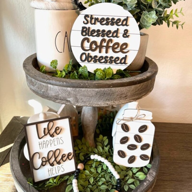 Coffee Tiered Tray Decor - Etsy