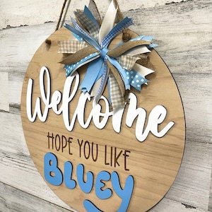 Blue Door Hanger - Bluey Decor - Home Door - Handmade Signs - Etsy