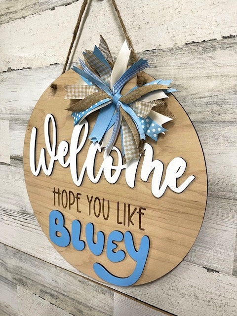 Blue Door Hanger - Bluey Decor - Home Door - Handmade Signs - Etsy