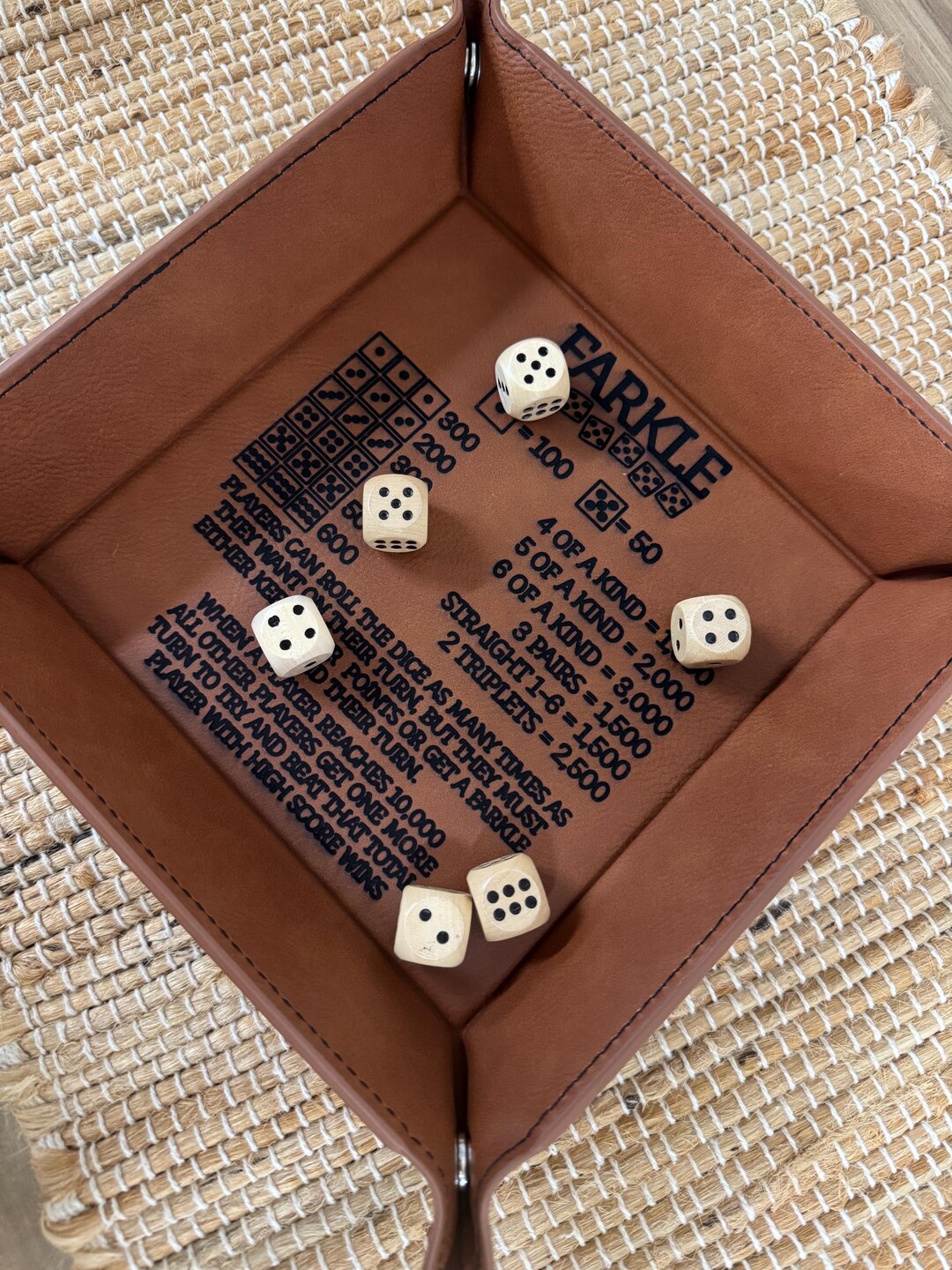 Farkle Game With Dice - Farkle Rules Dice Tray - Leatherette ...