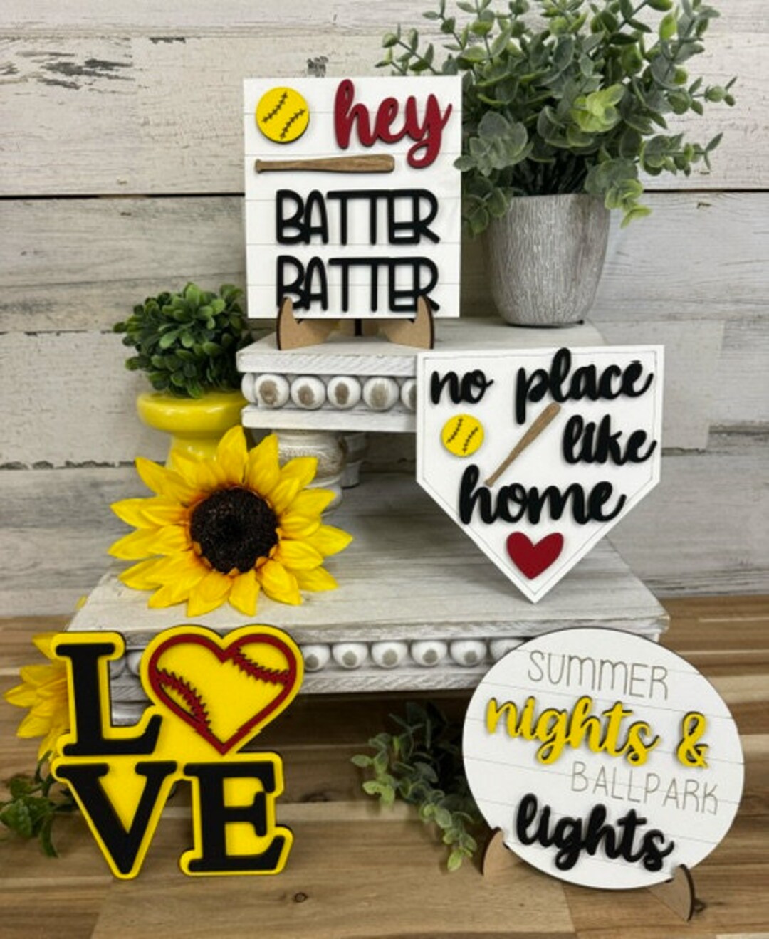 Softball Mini Signs - Sports Decor - Tier Tray Decor - Hey Batter ...