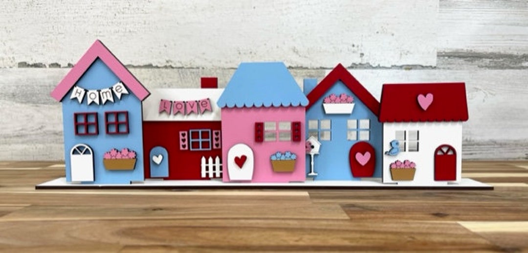 Valentine's Day Standing Houses/ Valentine's Village/ Wood Houses ...