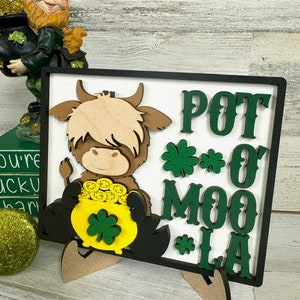 Highland Cow St. Patrick's Mini - St Patrick's Decor - Cow Decor- Farm ...