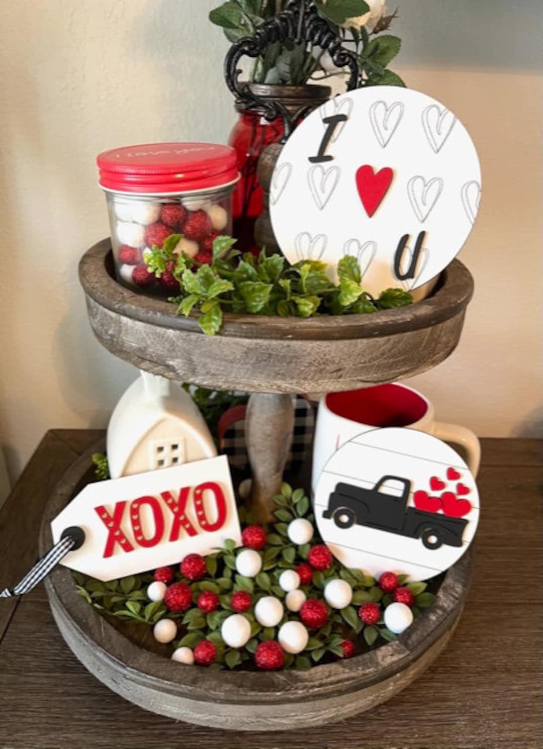 XOXO Tier Tray Valentines Day 3d Mini Signs XOXO Tag Heart Truck Tier ...