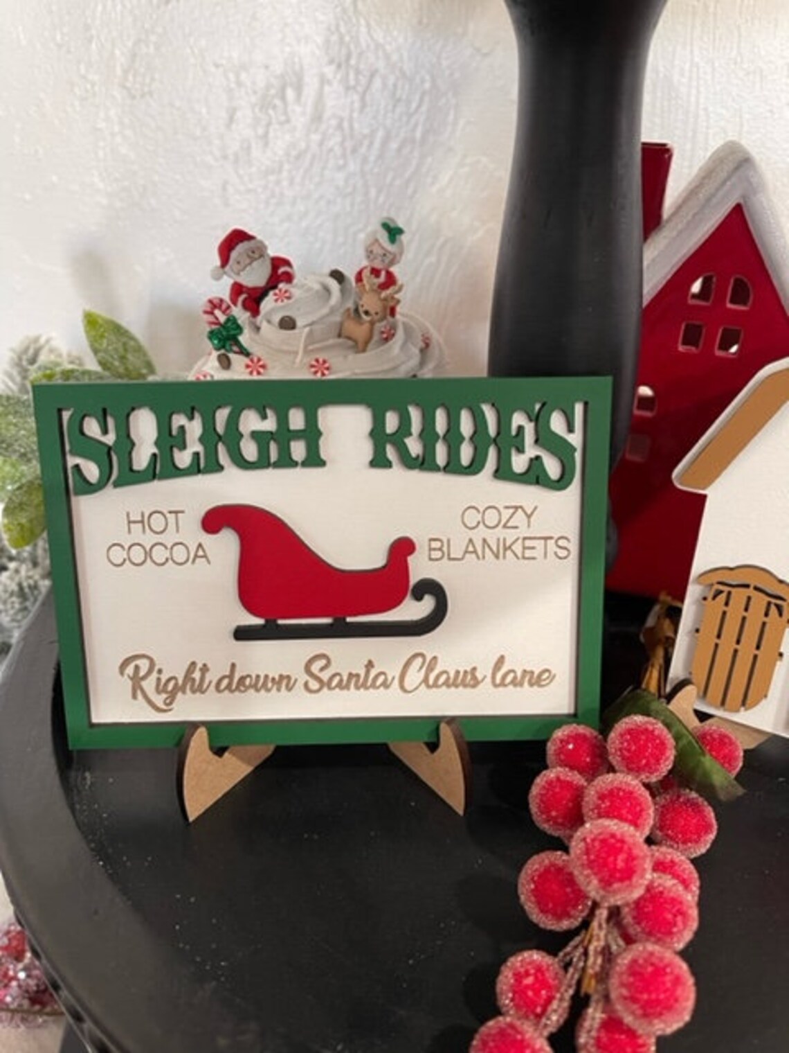 Sleigh Rides Tier Tray - Christmas 3D Mini Signs - Christmas Barn ...