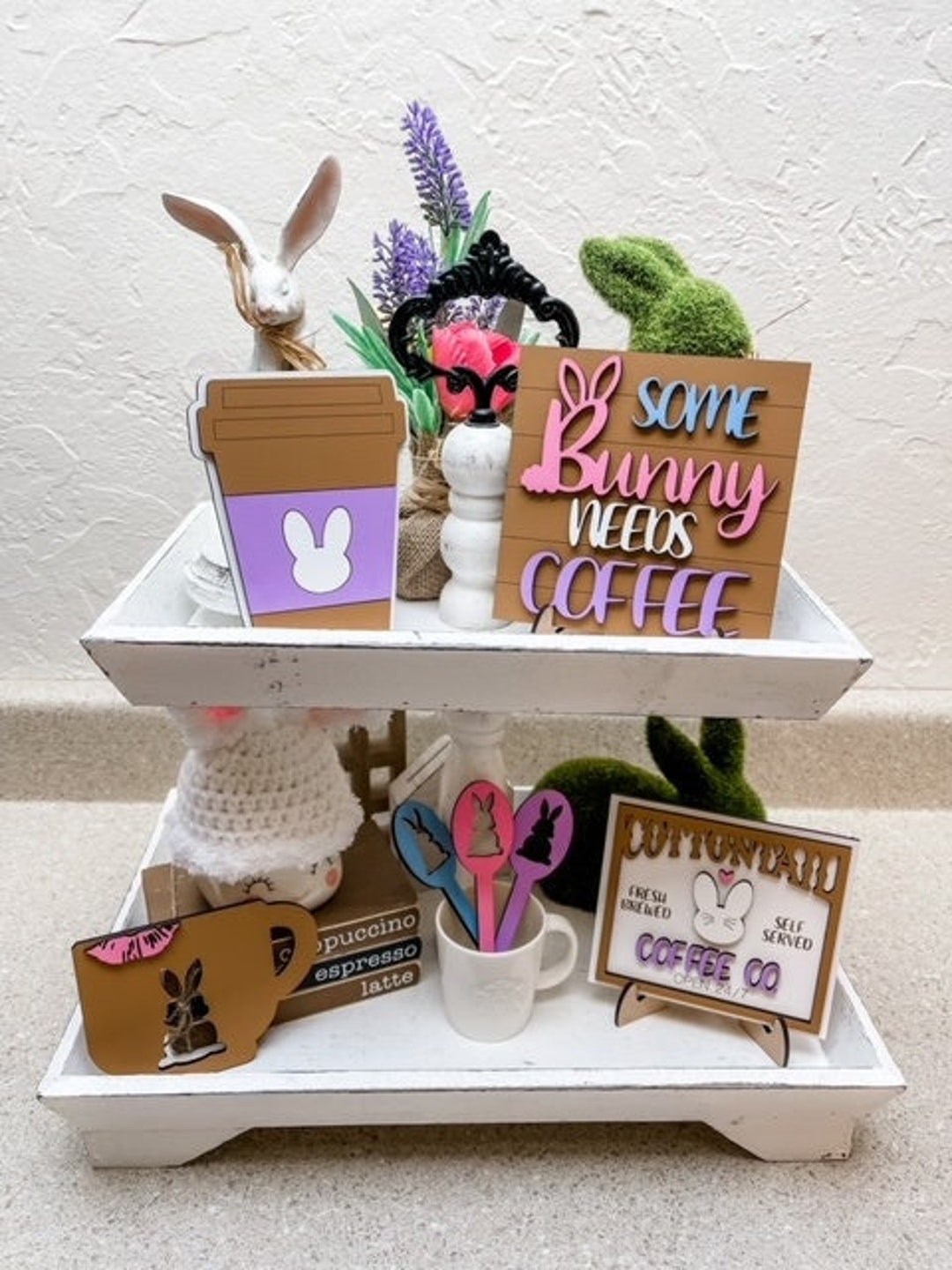 Easter Coffee Tier Tray-easter - Mini Signs - Some Bunny Needs Coffee ...