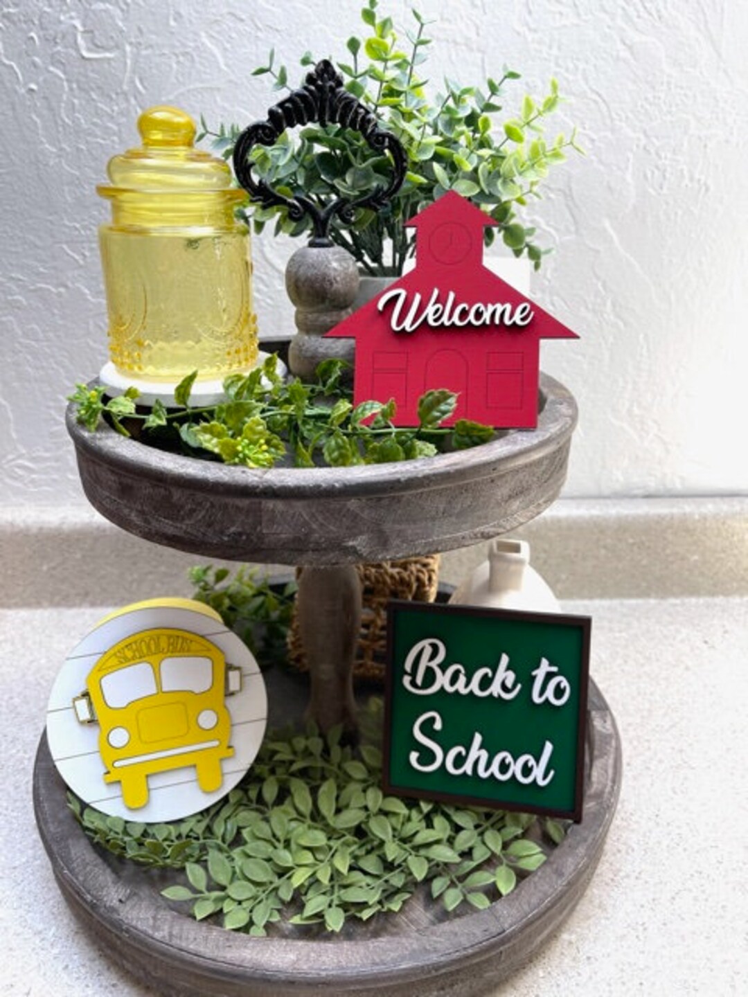 Back to School Tier Tray School 3D Mini Signs Welcome School House Back ...