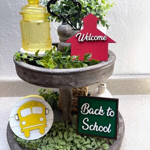 Back to School Tier Tray School 3D Mini Signs Welcome School House Back ...