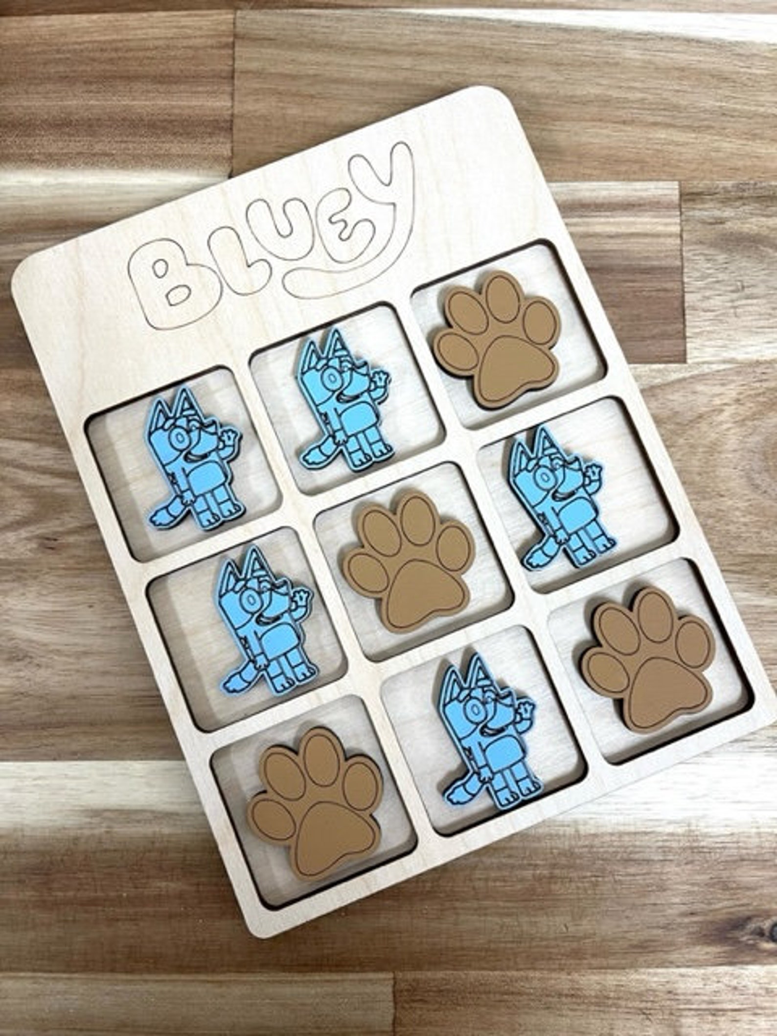 Bluey Tic Tac Toe - Wood Tic Tac Toe - Kids Games- Travel Games - Etsy