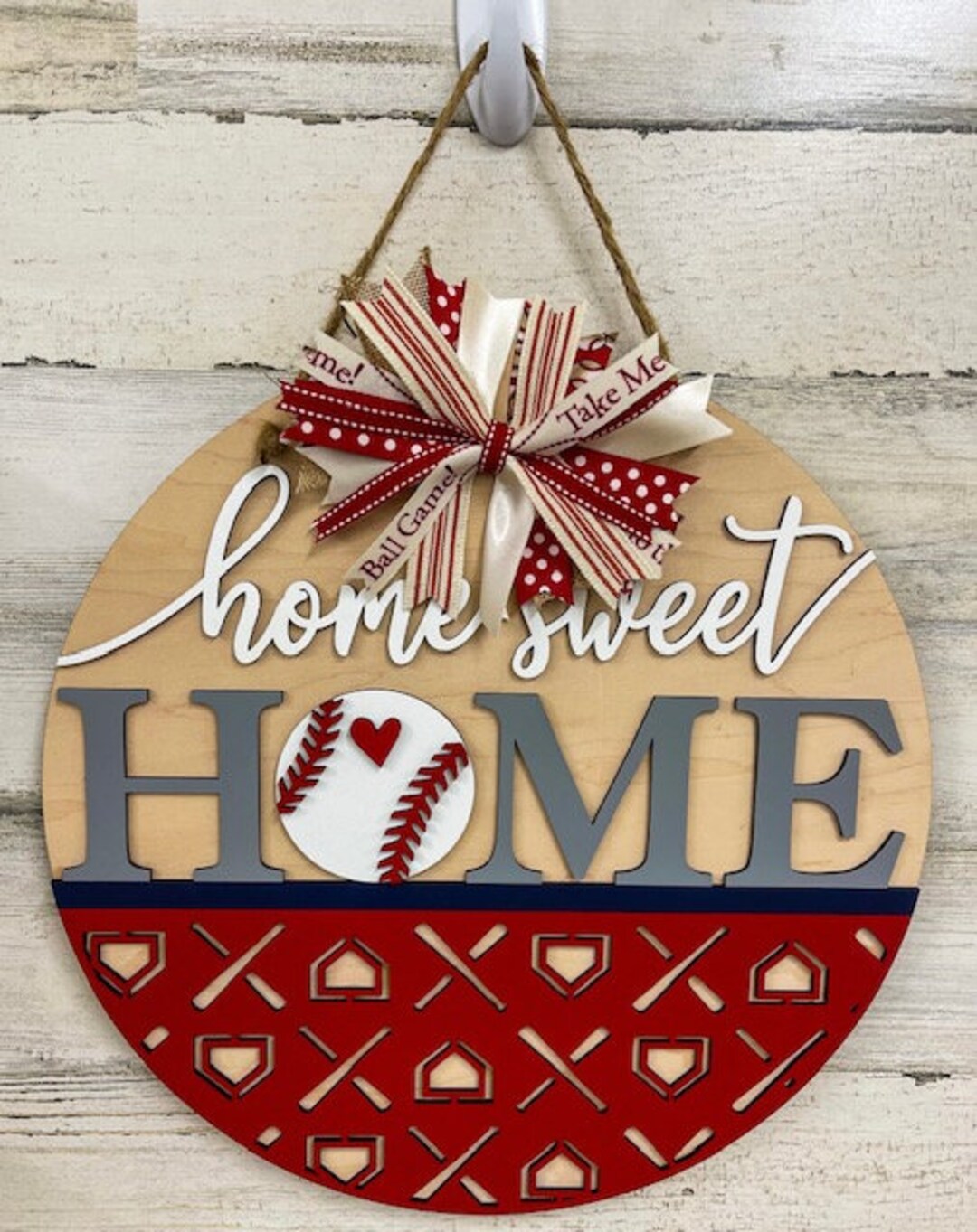Home Sweet Home Baseball Door Hanger - Porch Decor - Housewarming Gifts ...
