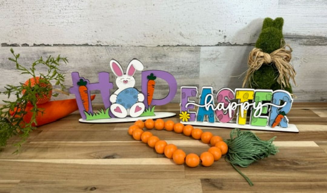 Happy Easter Signs - Hop Sign - Easter Decor - Easter Shelf Decor ...