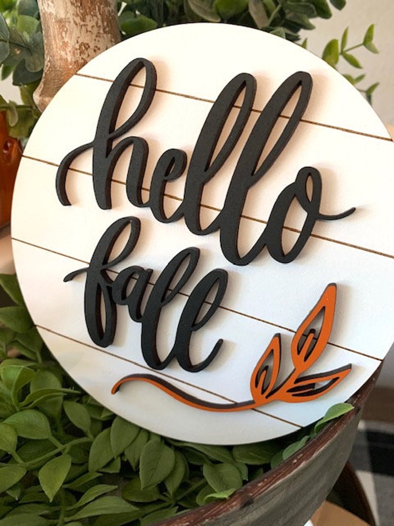 Hello Fall Tier Tray Fall 3D Mini Signs Pumpkin Fall - Etsy