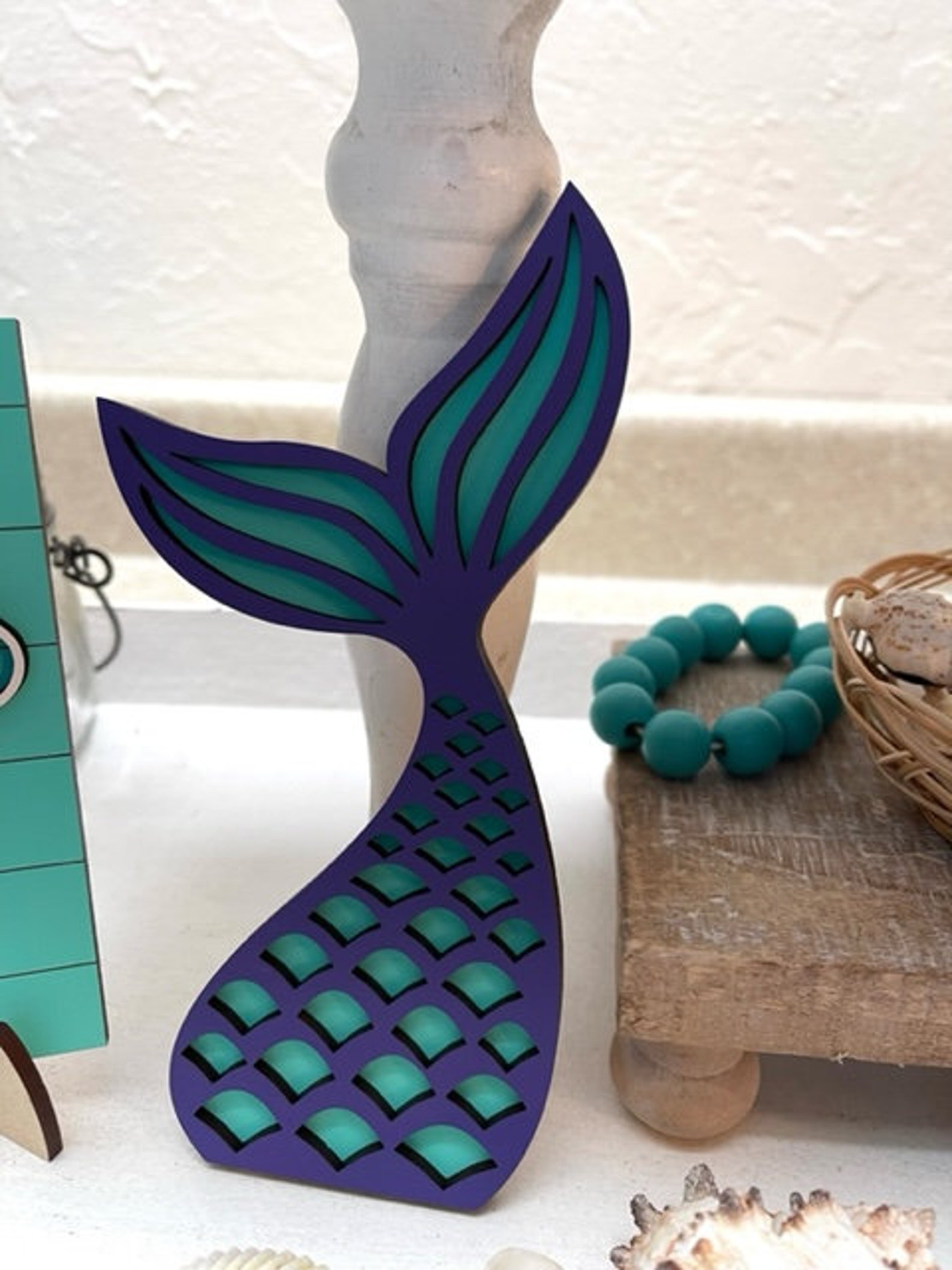 Mermaid Tier Tray Salty Vibes Mermaid Tail seashell - Etsy