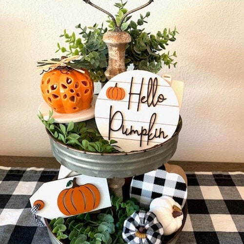 Hello Fall Tier Tray Fall 3D Mini Signs Pumpkin Fall - Etsy