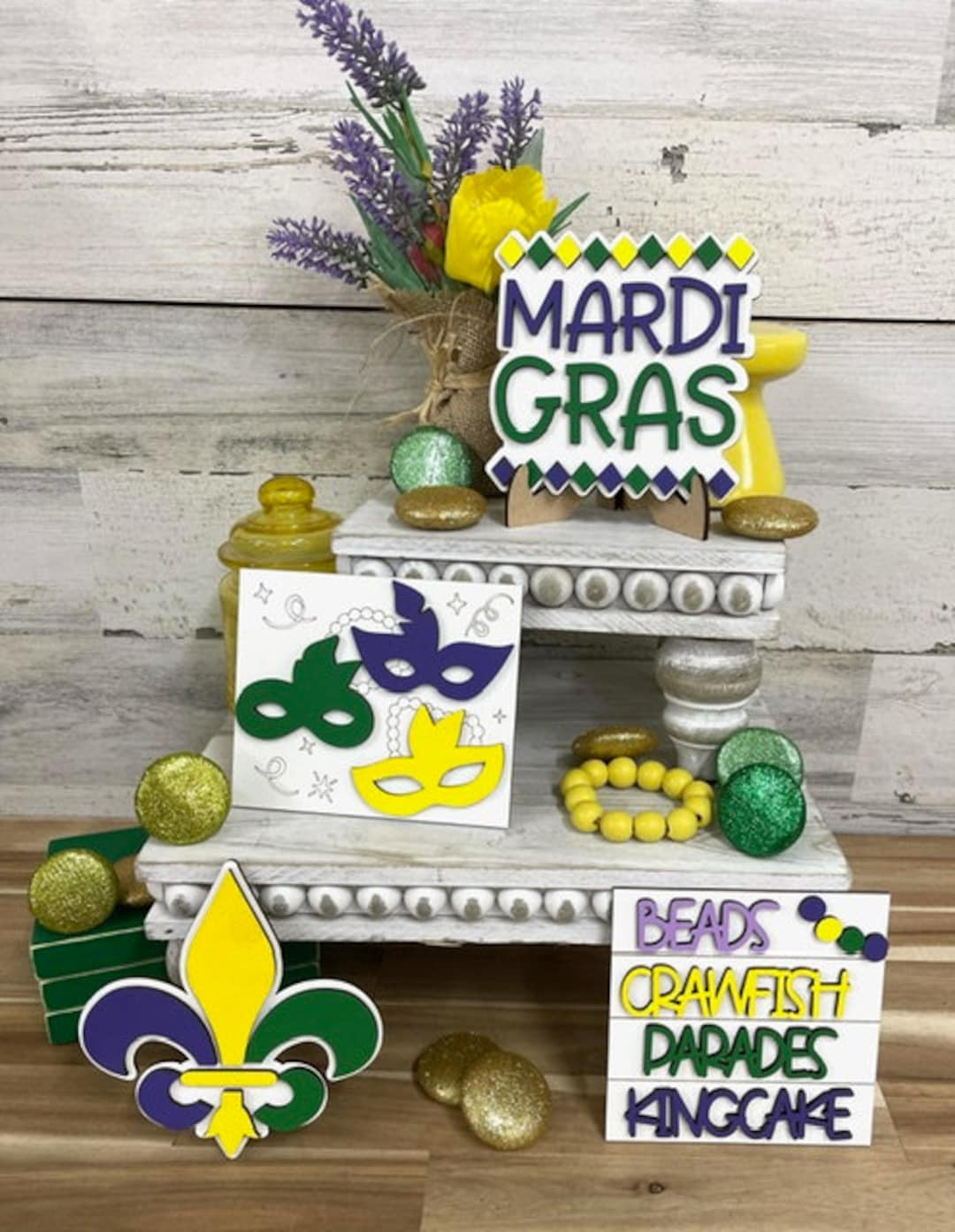 Mardi Gras Mini - Margi Gras Decor - Margi Gras Tier Tray - Tier Tray ...