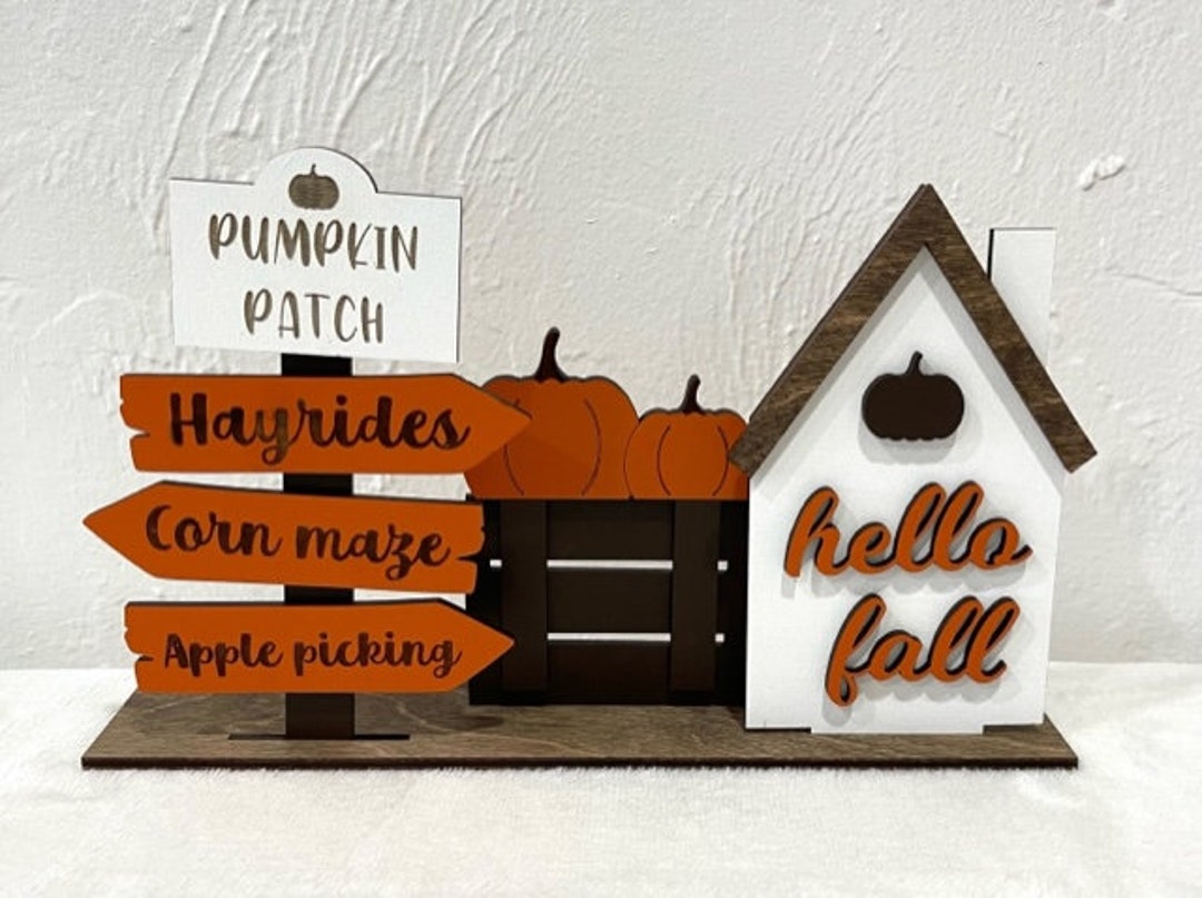 Fall Standing Houses - Pumpkin Crate - Hello Fall - Fall Arrow Sign ...