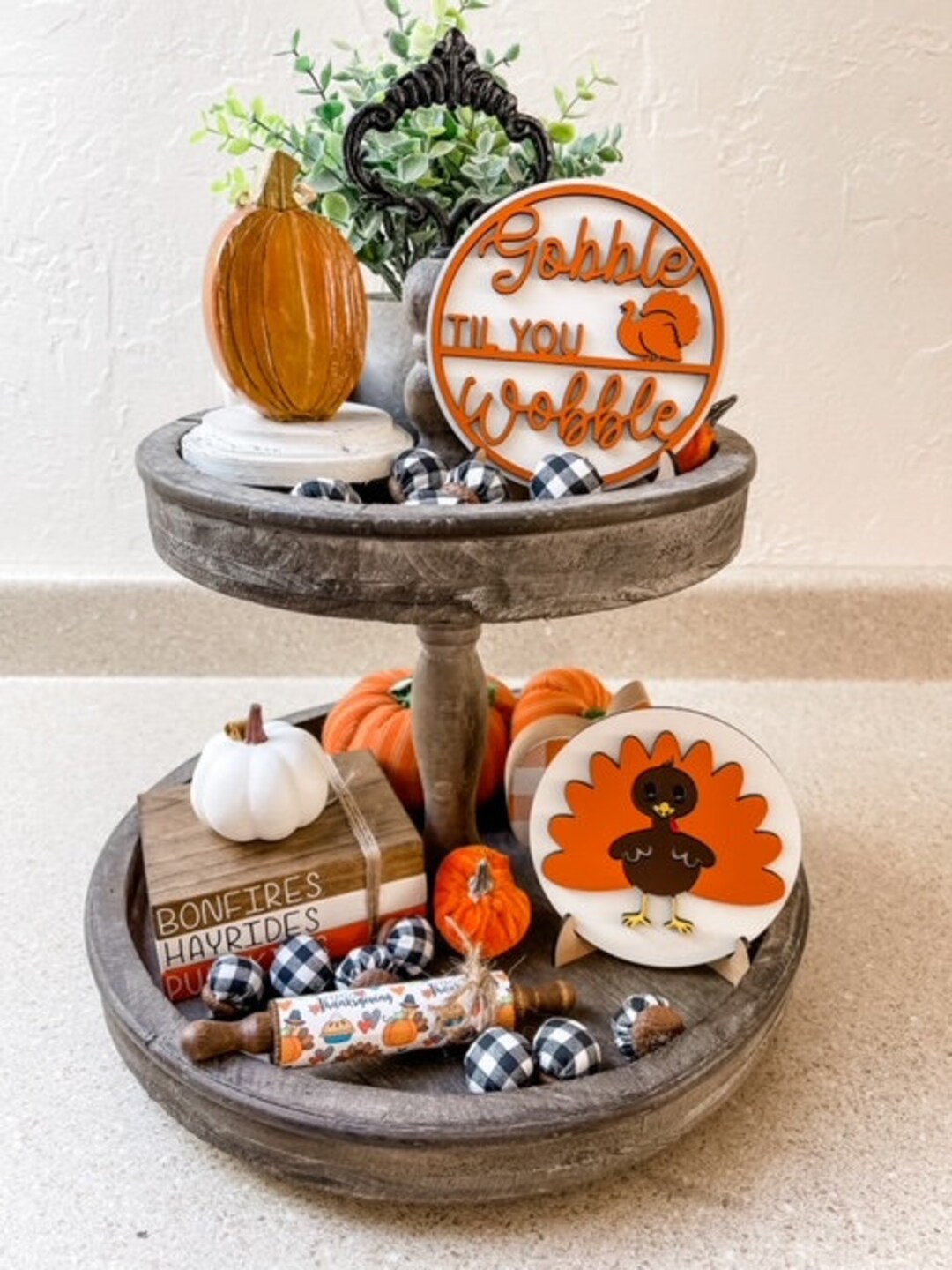 Gobble Tier Tray-thanksgiving 3D Mini Signs-turkey Decor-gobble Till ...