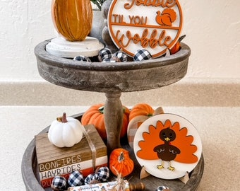 Gobble Turkey Tier Tray Thanksgiving 3D Mini Signs Happy - Etsy