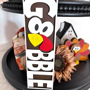 Gobble Turkey Tier Tray- Thanksgiving 3D Mini Signs- Happy Turkey Day ...