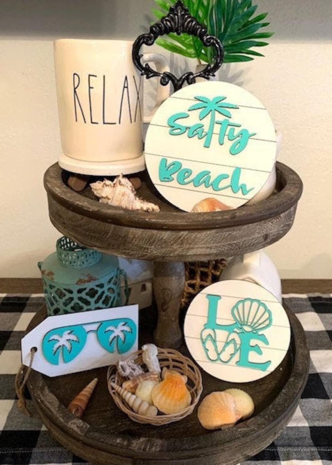 Beach Tier Tray-beach 3D Mini Signs-salty Beach-love Beach-palm Tree ...