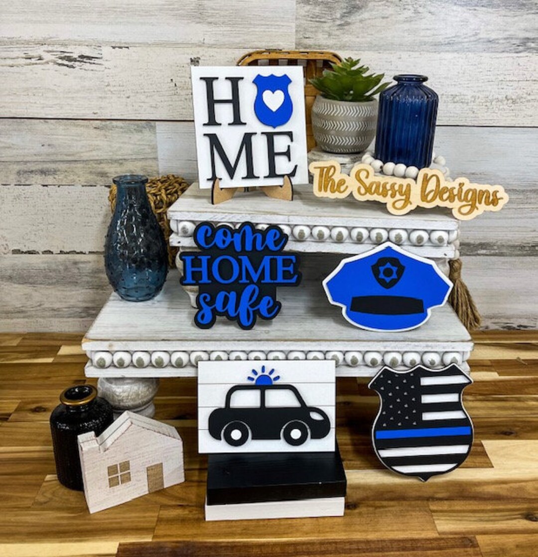 Police Tier Tray Mini Signs - Police Decor - Home Decor - Hero- Police ...