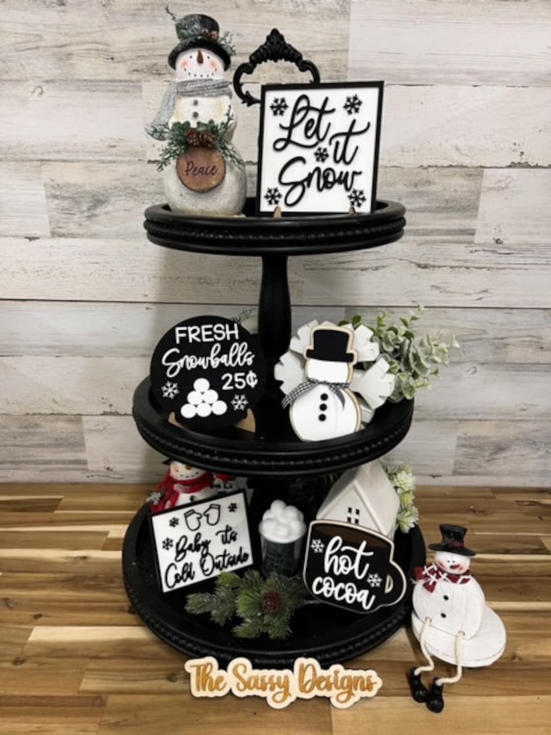 Let It Snow Mini Signs- Winter Decor- Snowman Decor- Hot Cocoa Decor ...